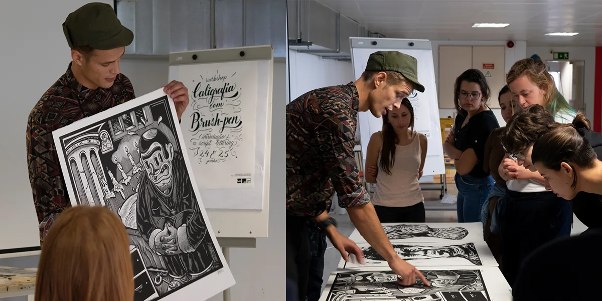 Workshop de linogravura com Pavel Grebenjunk