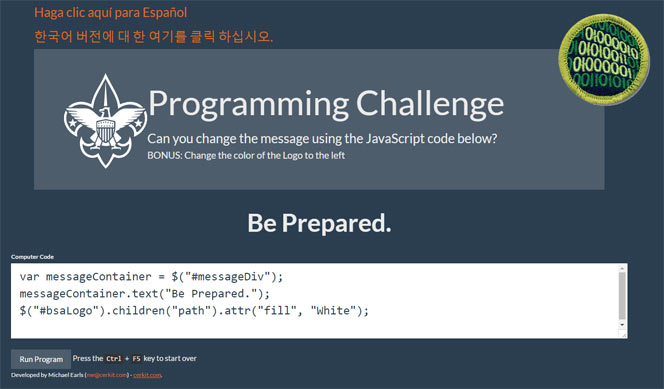 GitHub - cerkit/boy-scout-programming-challenge: A small JavaScript ...