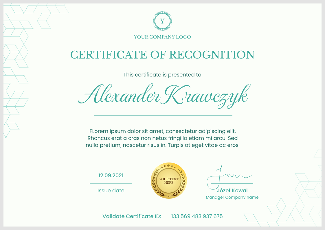 Validation Certificate Template