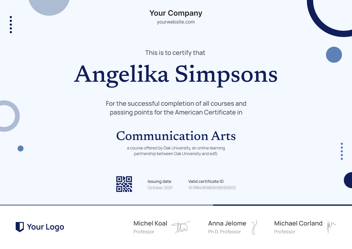 Modern and captivating course certificate template