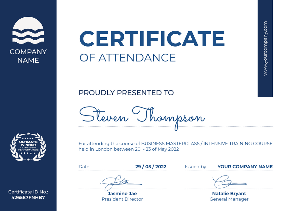 Certificate Of Attendance Conference Template