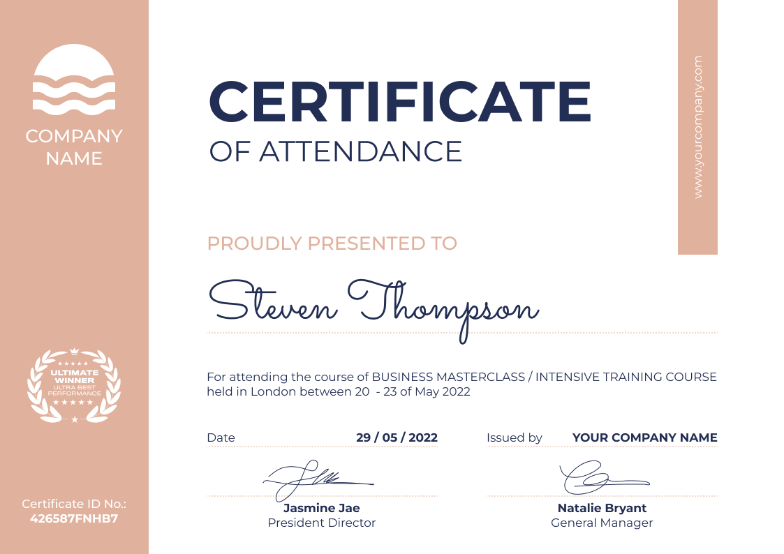 Simple and modest course certificate template