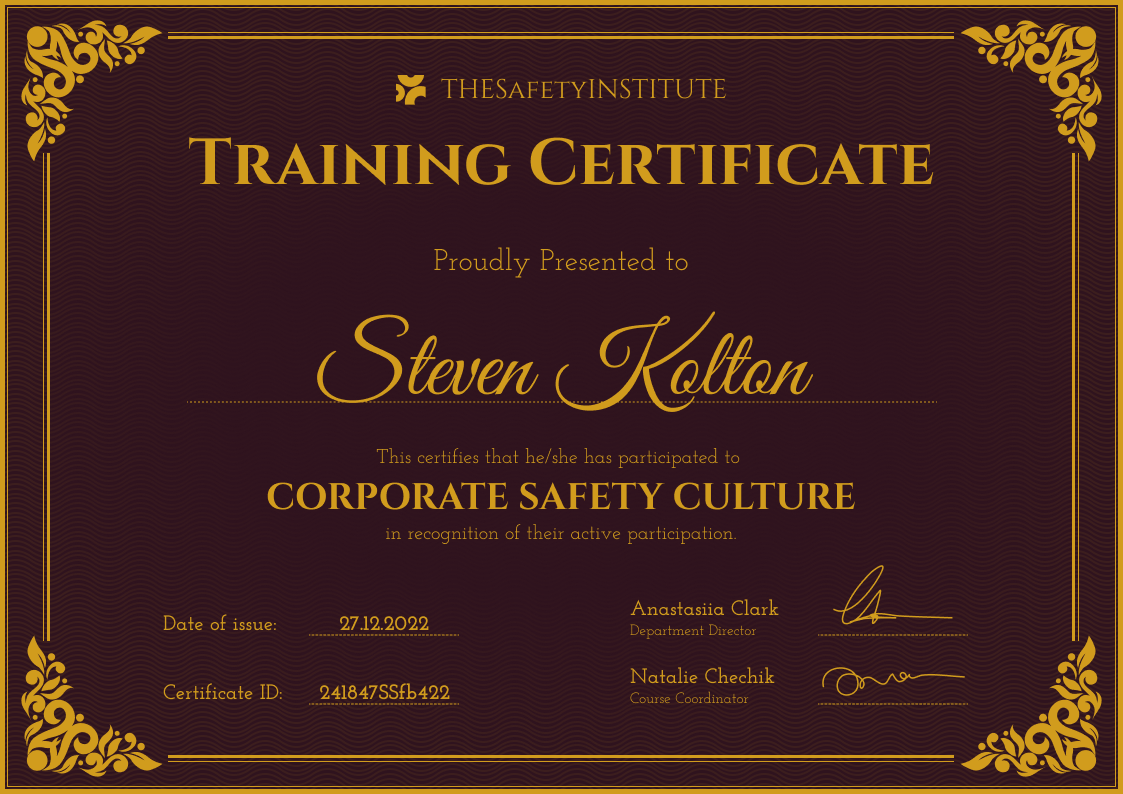 Formal and classic training certificate template