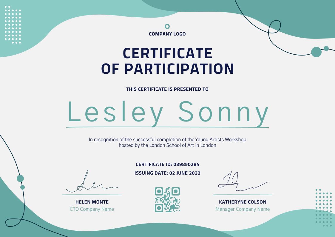 Clean and modern participation certificate template