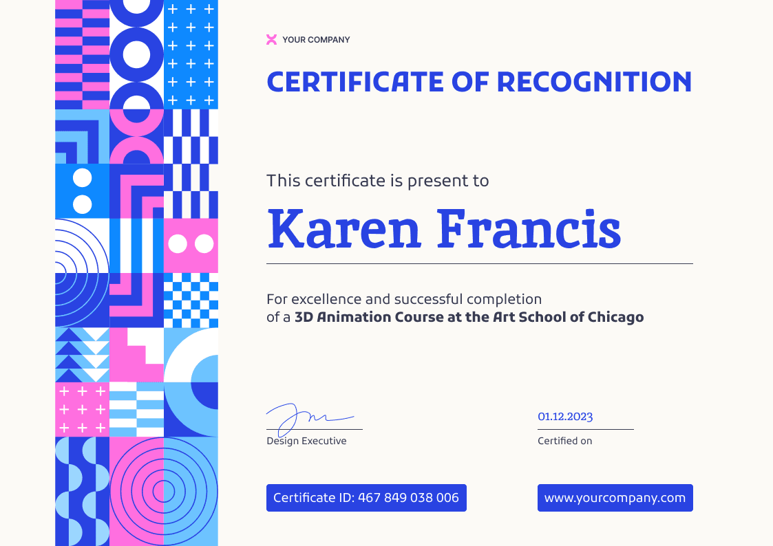 Modern and streamlined certificate of recognition template Modern and streamlined certificate of recognition template