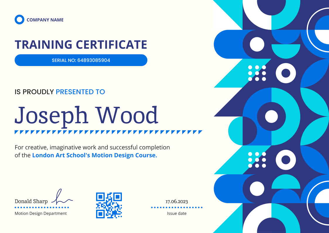 Abstract and modern certificate of training template