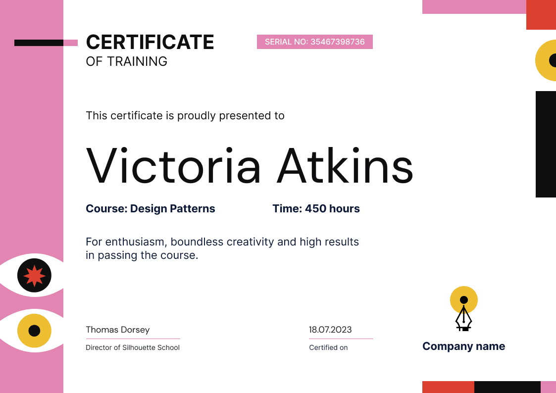 Creative and modern certificate of training template