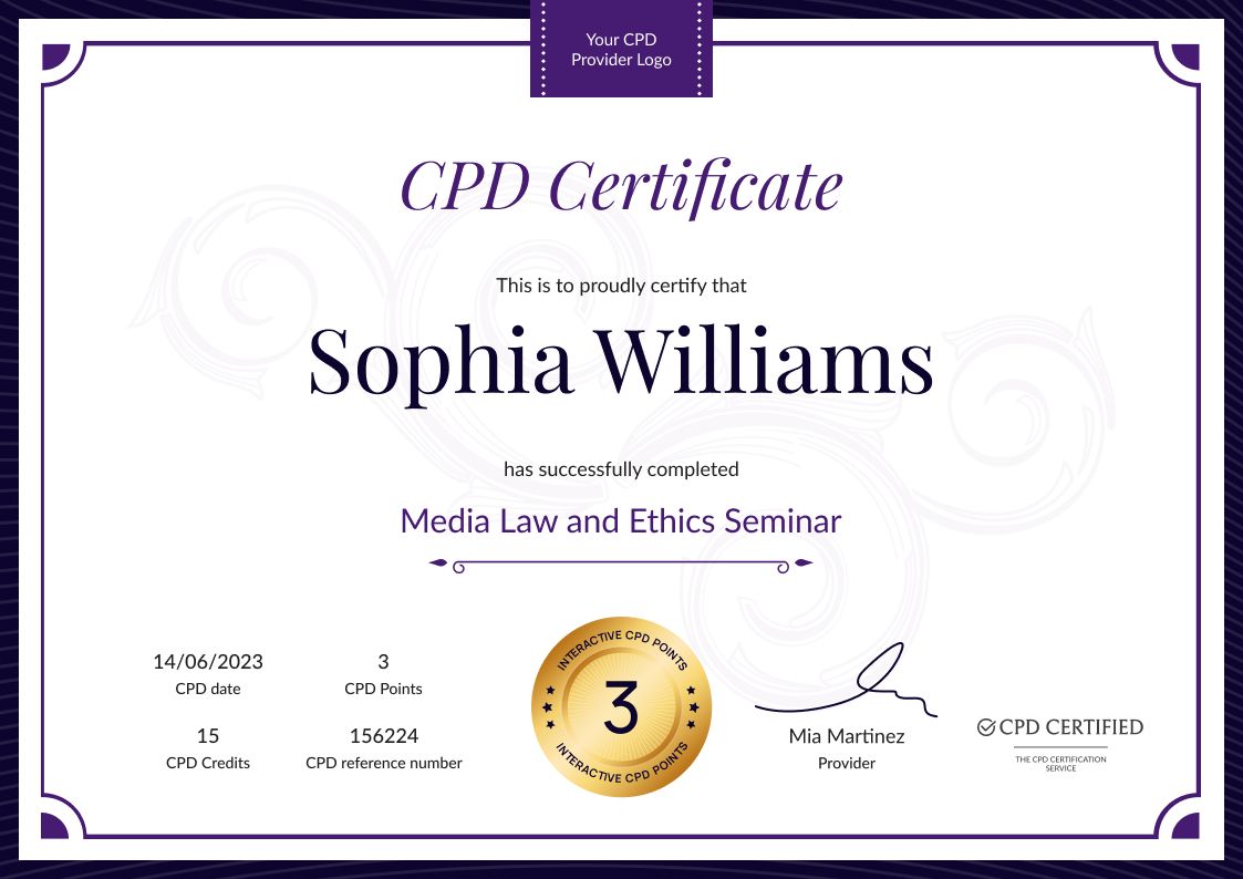 Dynamic and professional CPD certificate template