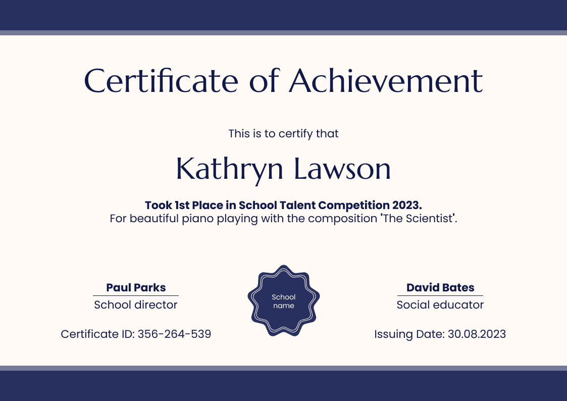 Simple and plain achievement certificate