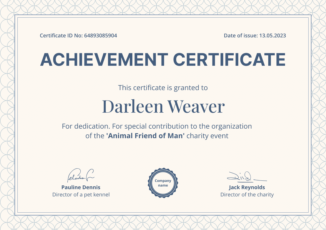 Formal and classy certificate of achievement