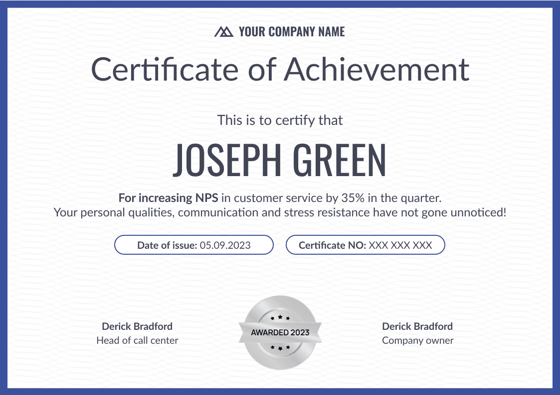 Pure and professional achievement certificate