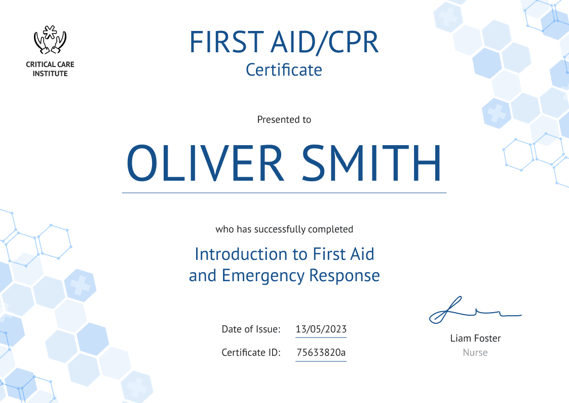 Professional and basic life support certificate template