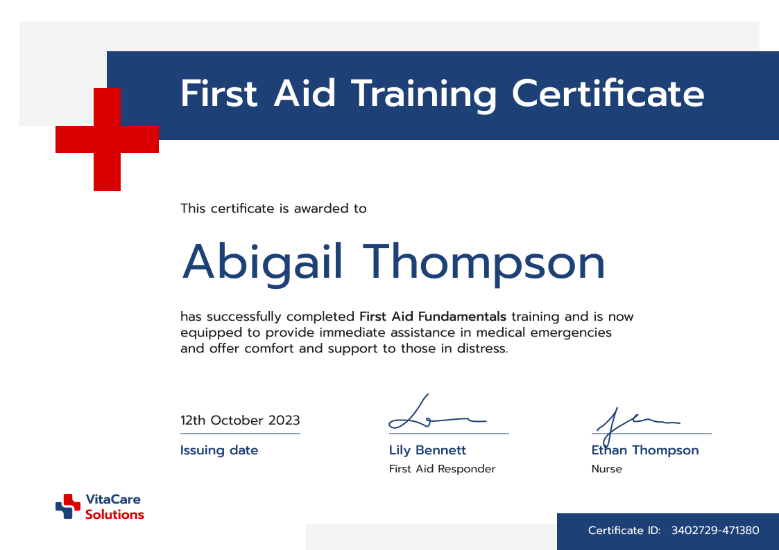 Classic and professional first-aid and CPR certificate template