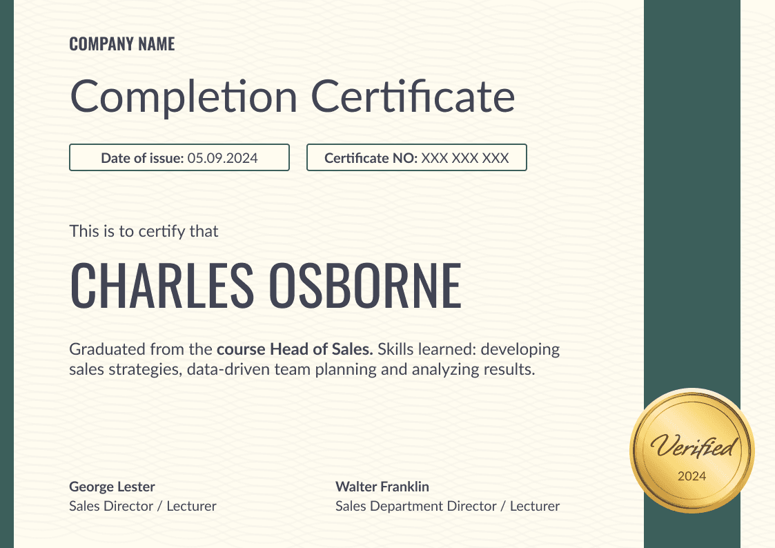 Inspiring and professional certificate completion template
