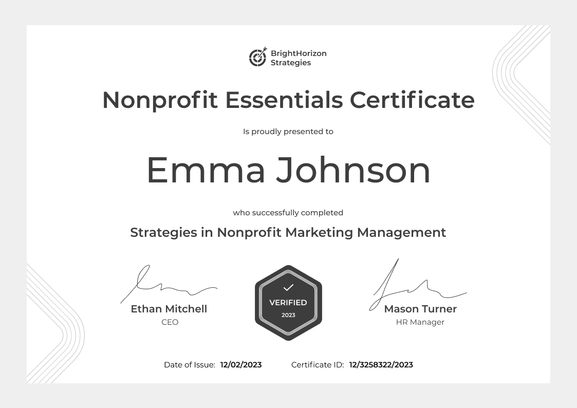 Minimalist and professional non-profit certificate template