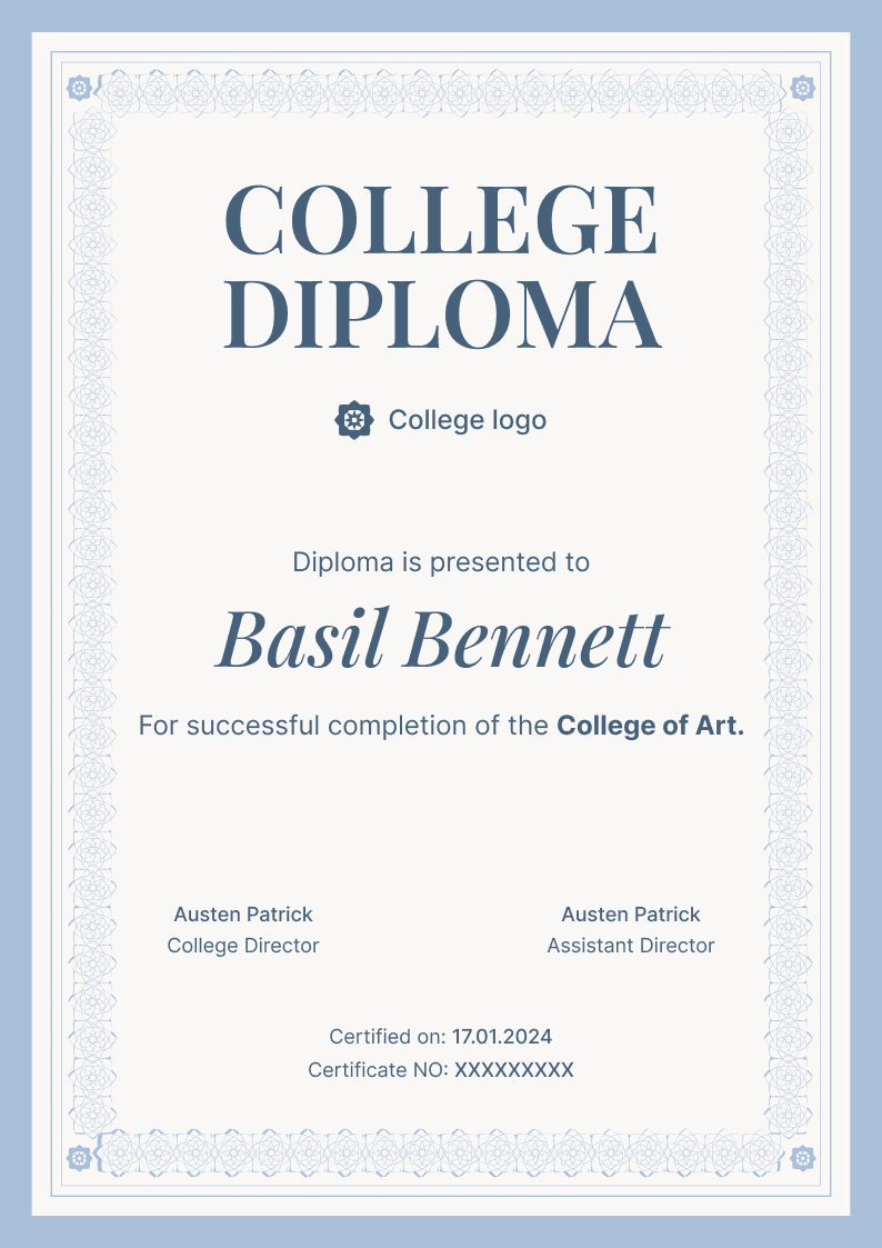 Blank Diploma Template Printable Document Free Certificate Templates,