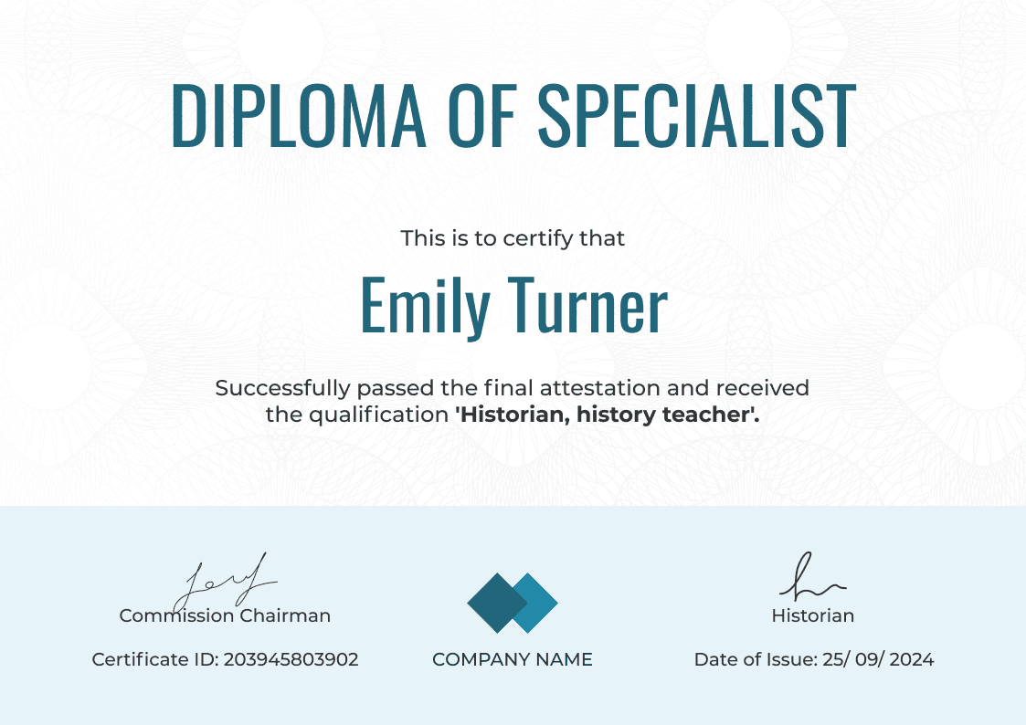 Professional and basic diploma template