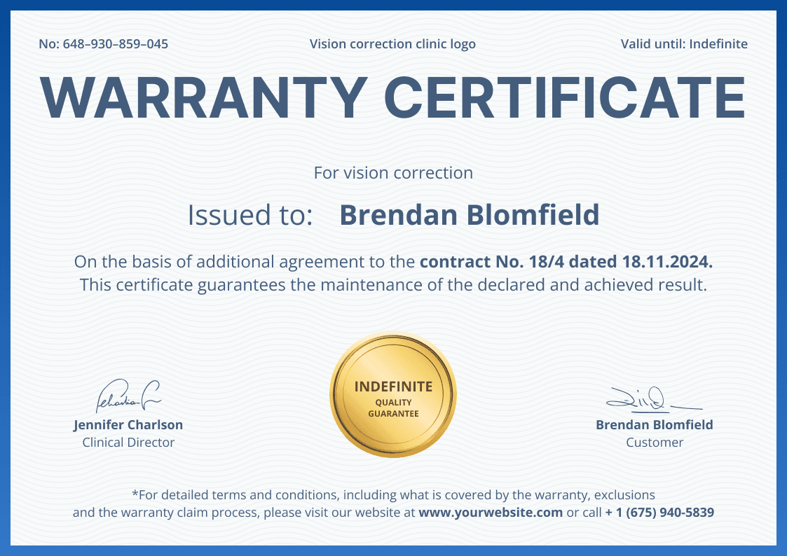 Simple and framed warranty certificate template