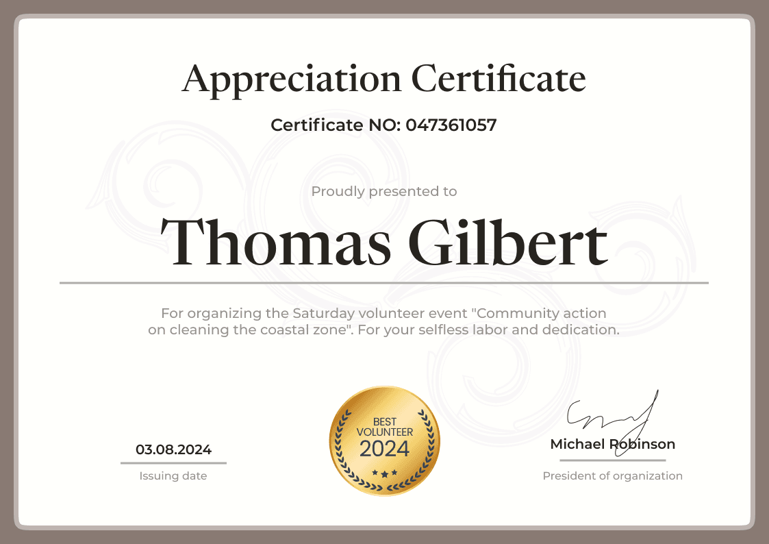 Standard and professional appreciation certificate template