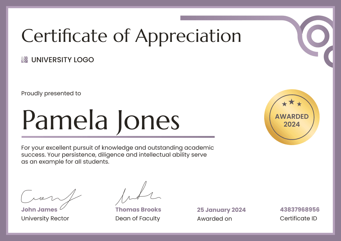 Safe and professional appreciation certificate template