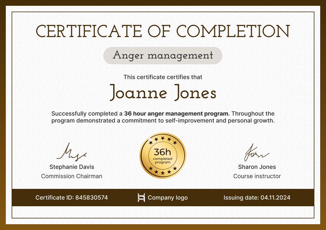 Professional and superior anger management certificate template Professional and superior anger management certificate template