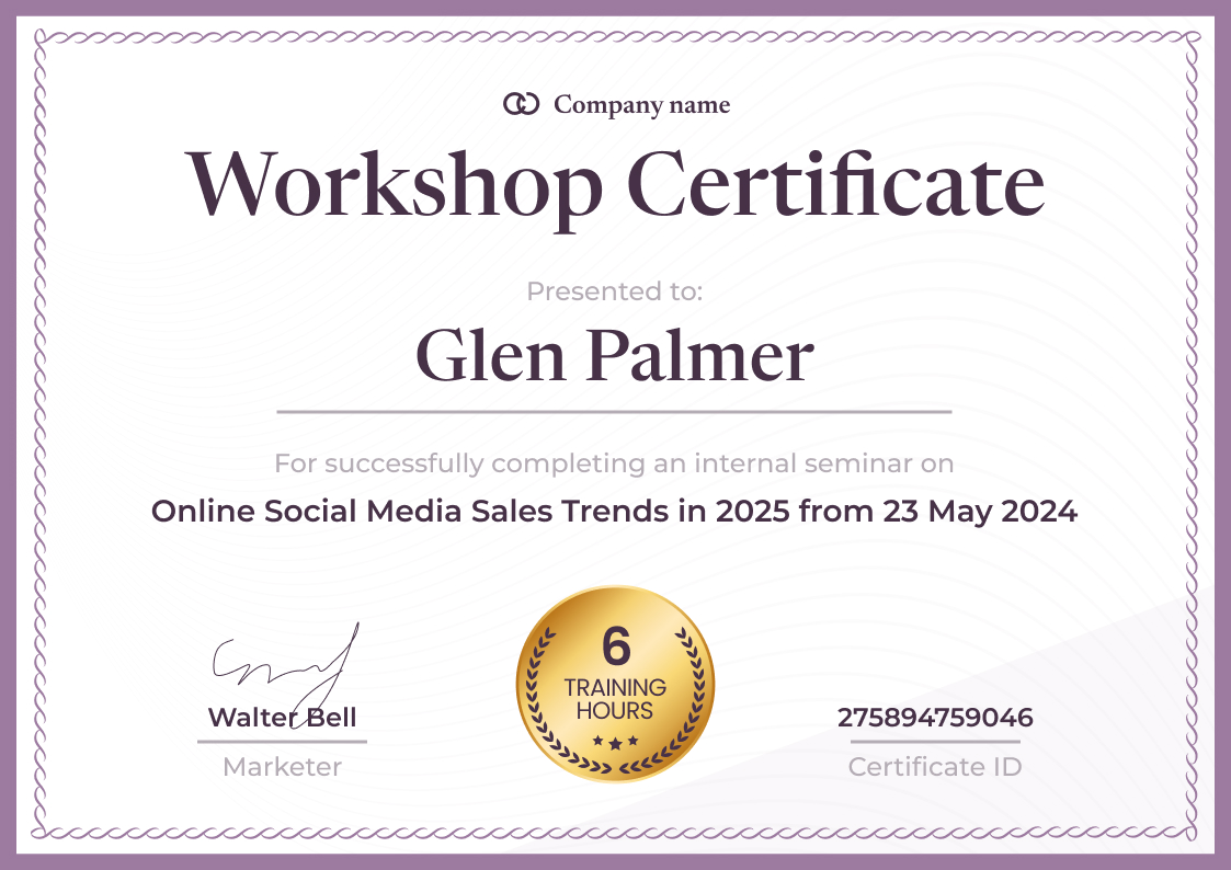 Personalized and professional workshop certificate template