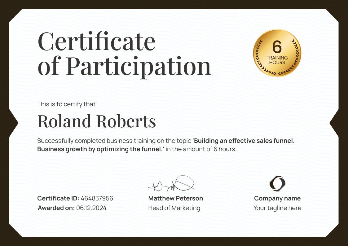 Customizable and professional workshop certificate template