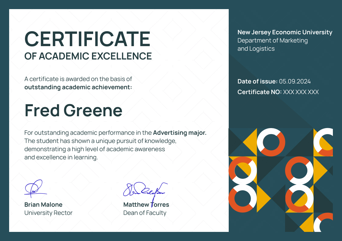 Tweaked and professional academic certificate template