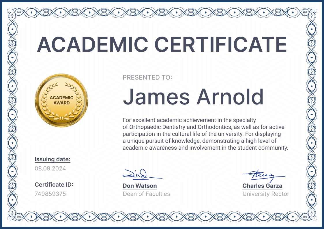 Subtle and professional academic certificate template
