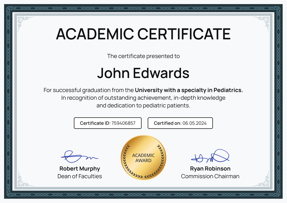 Simple and professional academic certificate template