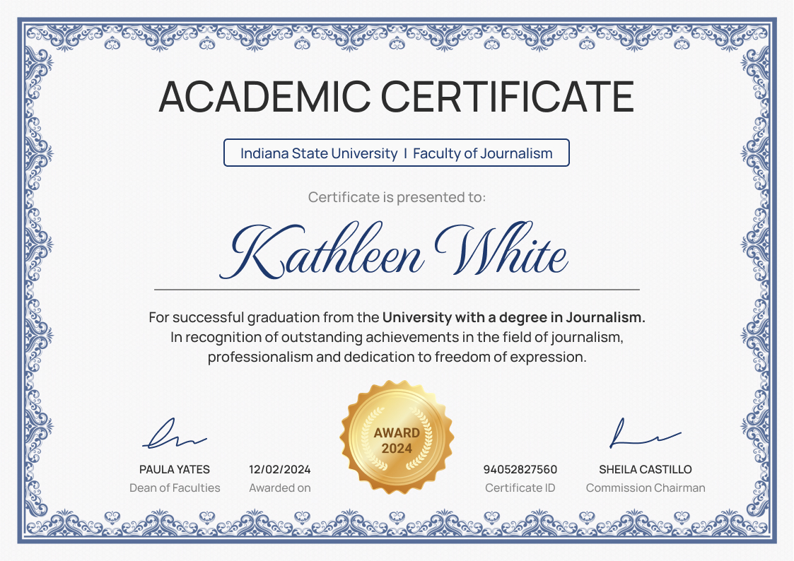 Elegant and professional academic certificate template