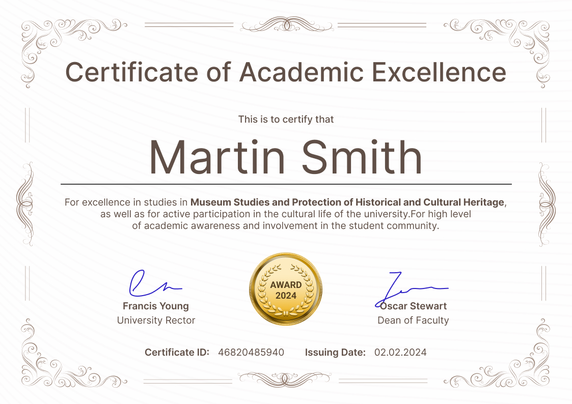 Regular and professional academic certificate template