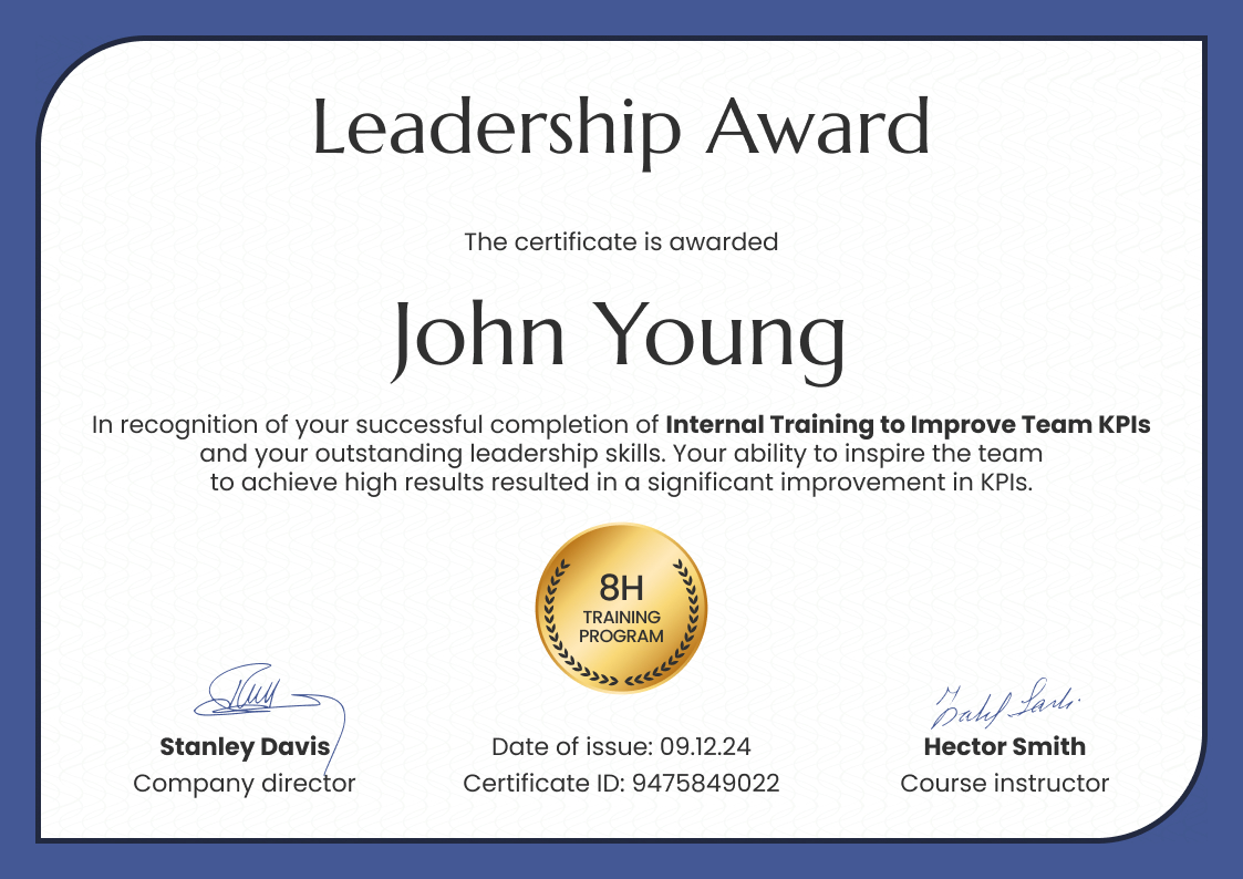 Universal and professional leadership certificate template