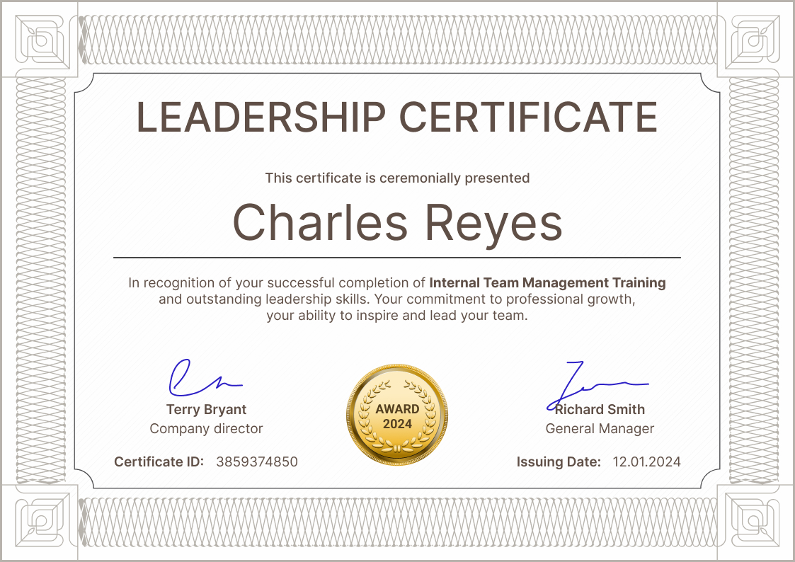 Classic and professional leadership certificate template