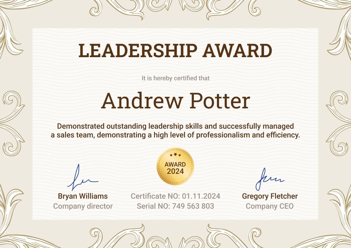 Impressive and professional leadership certificate template