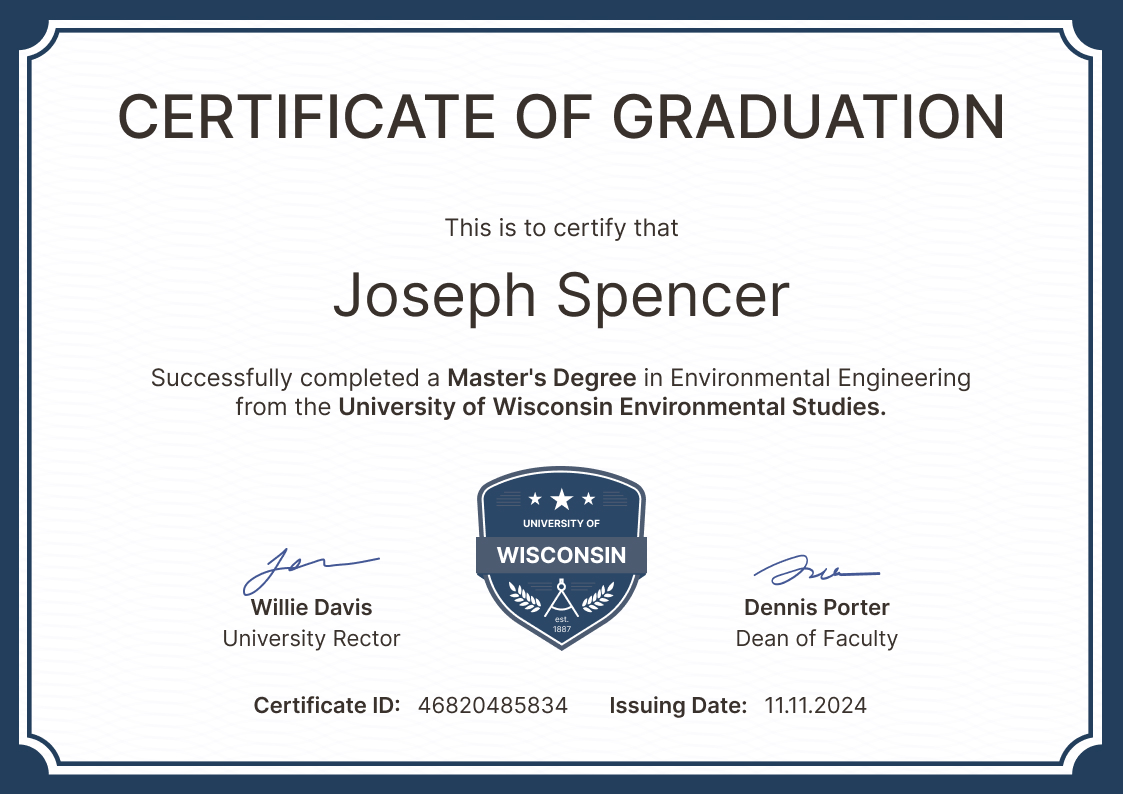 Elegant professional graduation certificate template