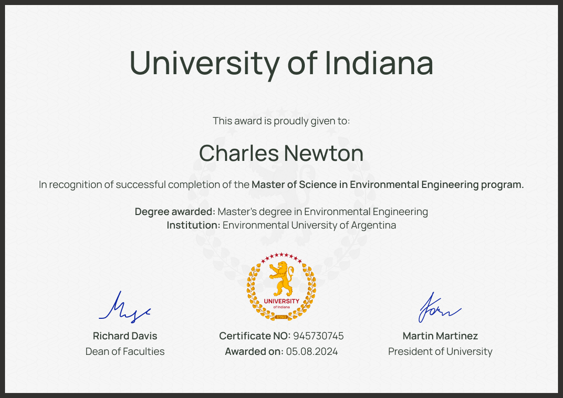 Universal professional graduation certificate template