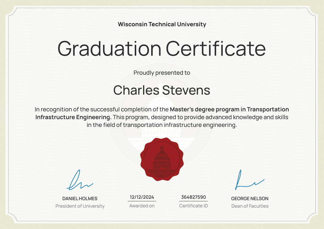Prestigious professional graduation certificate template