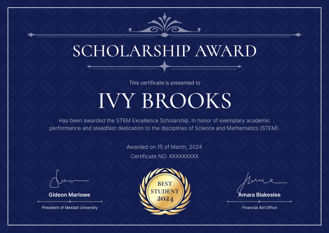 Sophisticated scholarship award certificate template