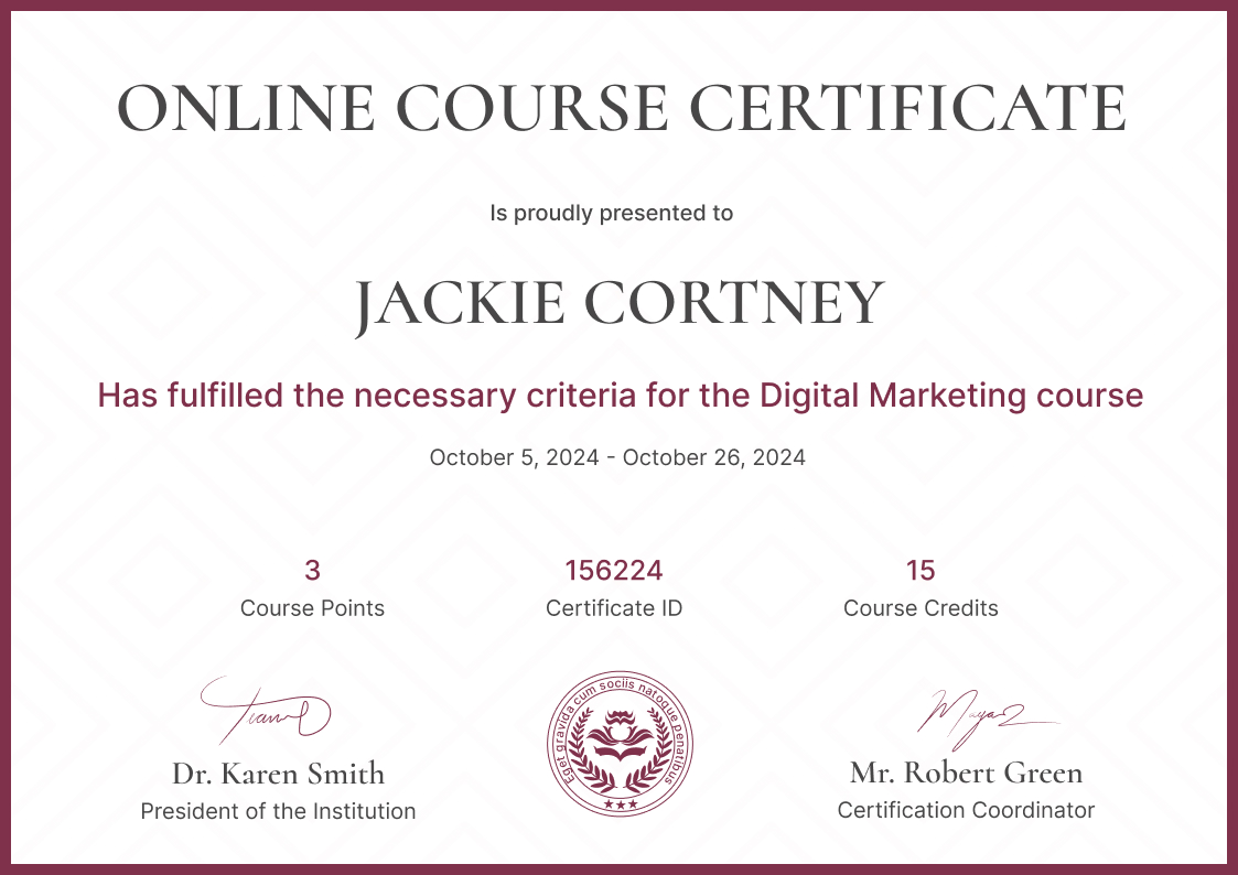 Classic and professional course certificate template