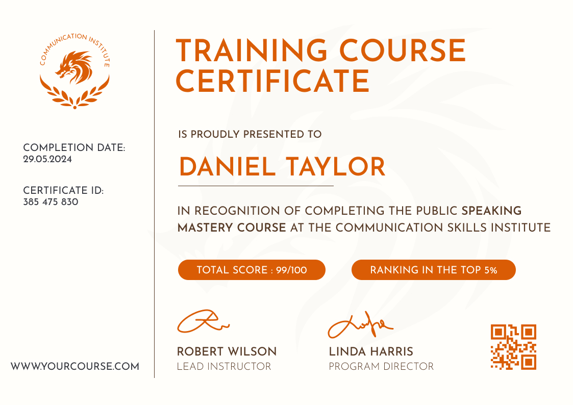 Vibrant and simple course certificate template