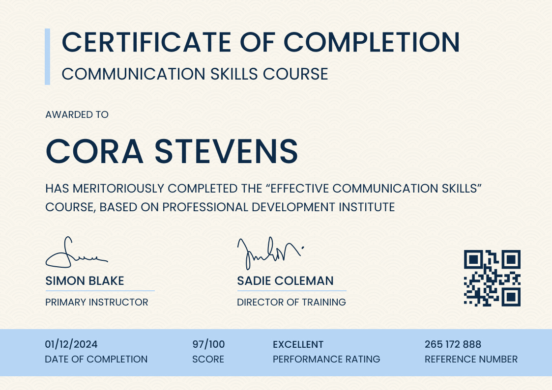 Refined and modern course certificate template