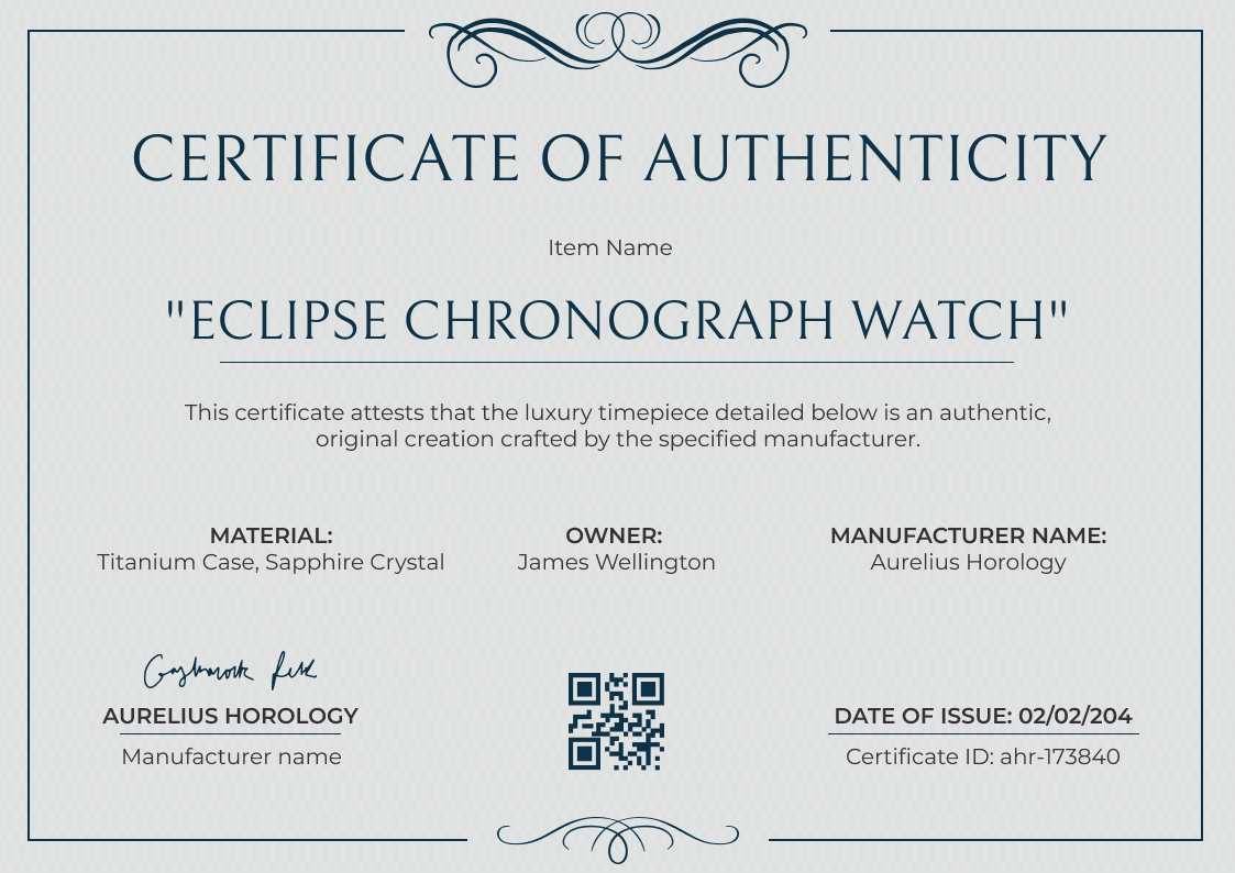 Classy and professional authenticity certificate template Classy and professional authenticity certificate template