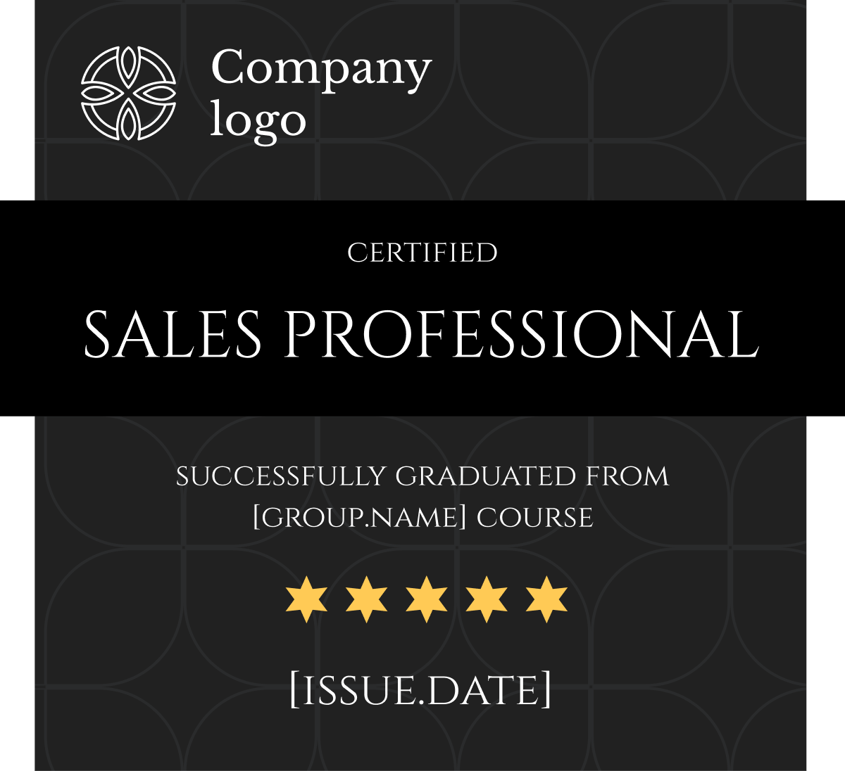 Modern and classy black recognition badge template