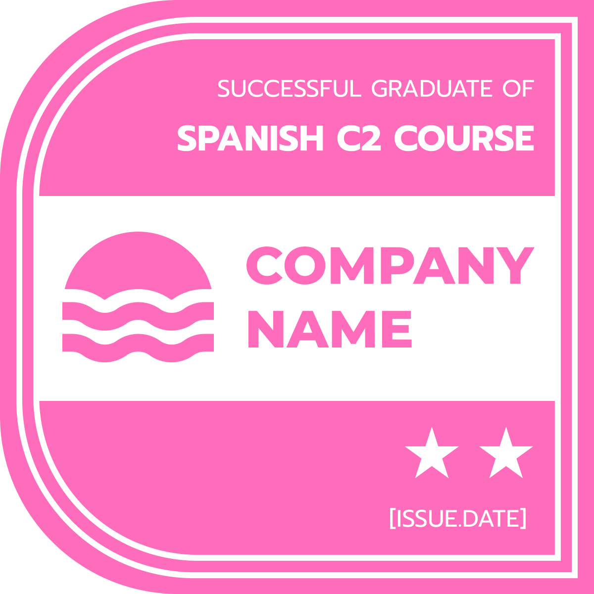 Simple and cohesive pink course completion badge template