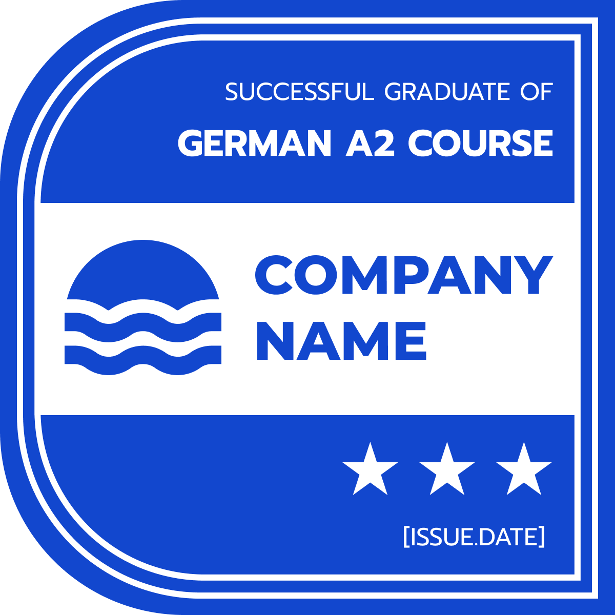 Simple and integrated blue course completion badge template