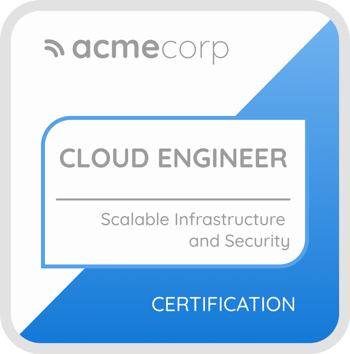 Professional and square blue training badge template