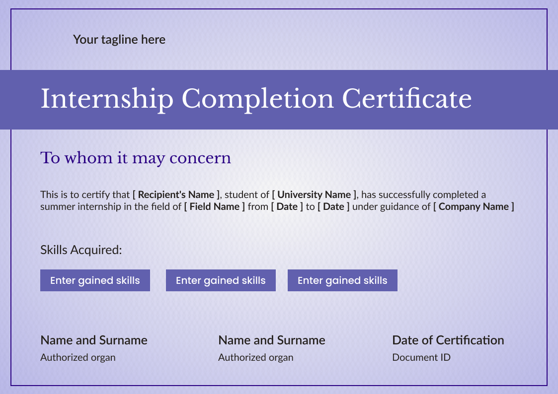 Vivid and formal template for internship certificate
