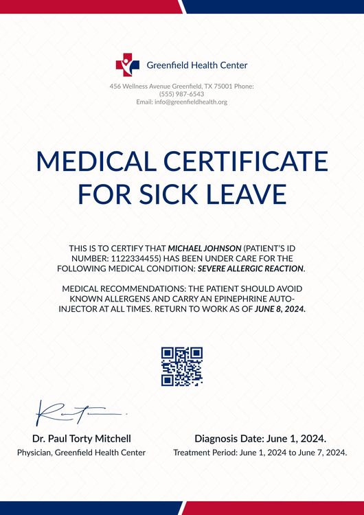 self certification sick note printable