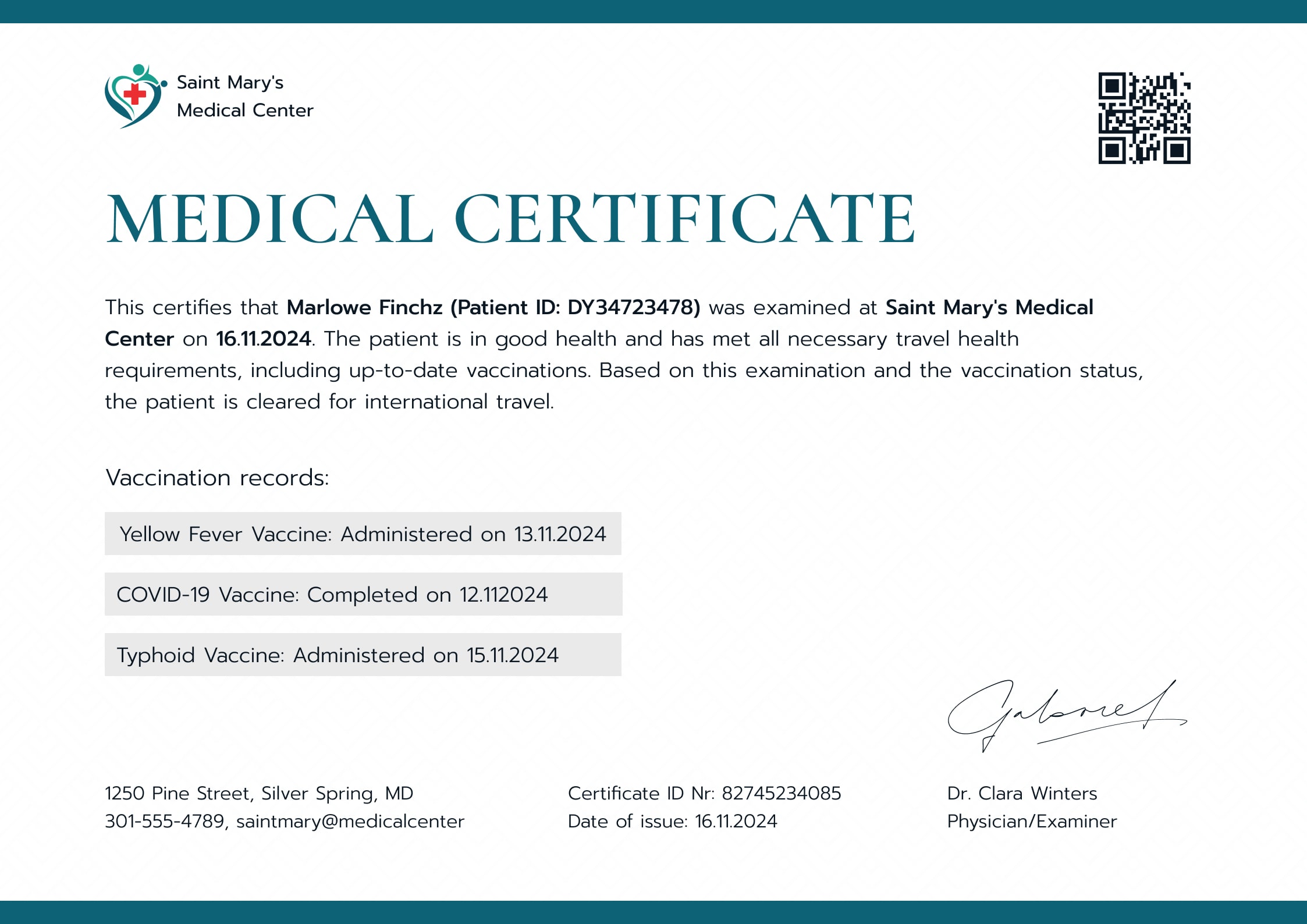 Simple and editable medical certificate template